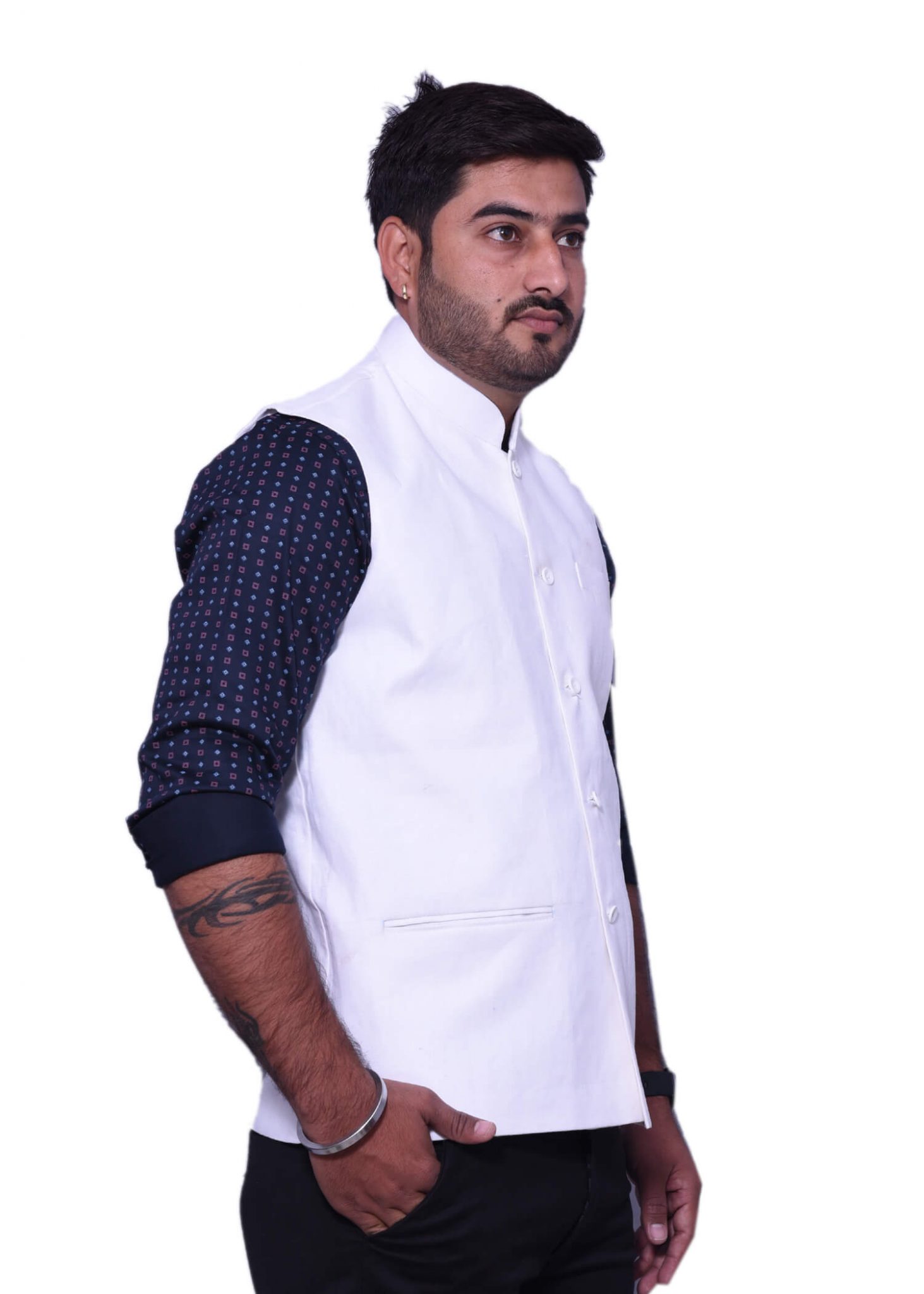 Plain white modi jacket – Alpha Junction